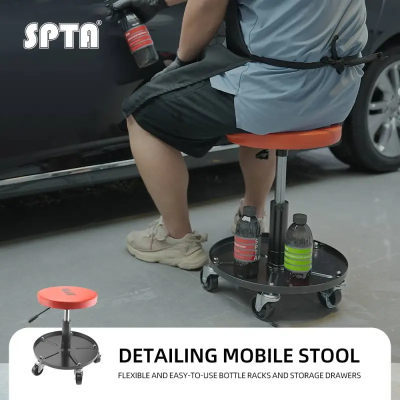 SPTA Detailing Mobile Stool,Pro Rolling Stool, Car Detailing Stool Cha ...